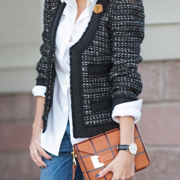 J. Crew | Jackets & Coats | J Crew Collection Black Tweed Jacket Size 4 ...